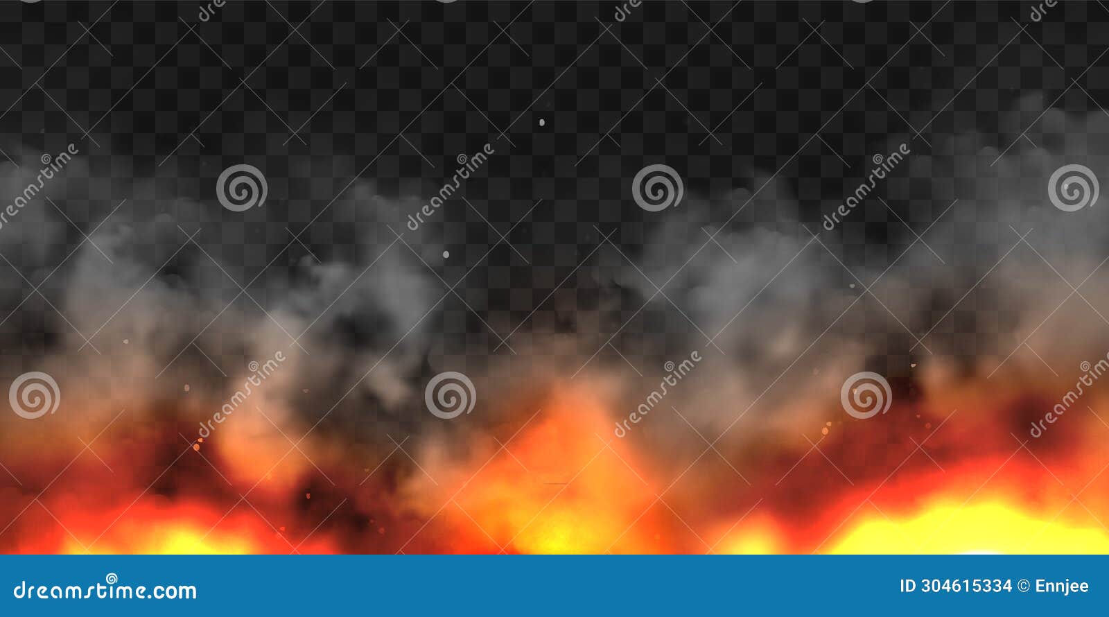 Realistic Smoke Clouds and Fire. Flame Blast, Explosion. Stream of ...