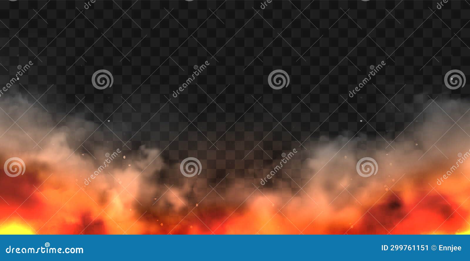 Realistic Smoke Clouds and Fire. Flame Blast, Explosion. Stream of ...