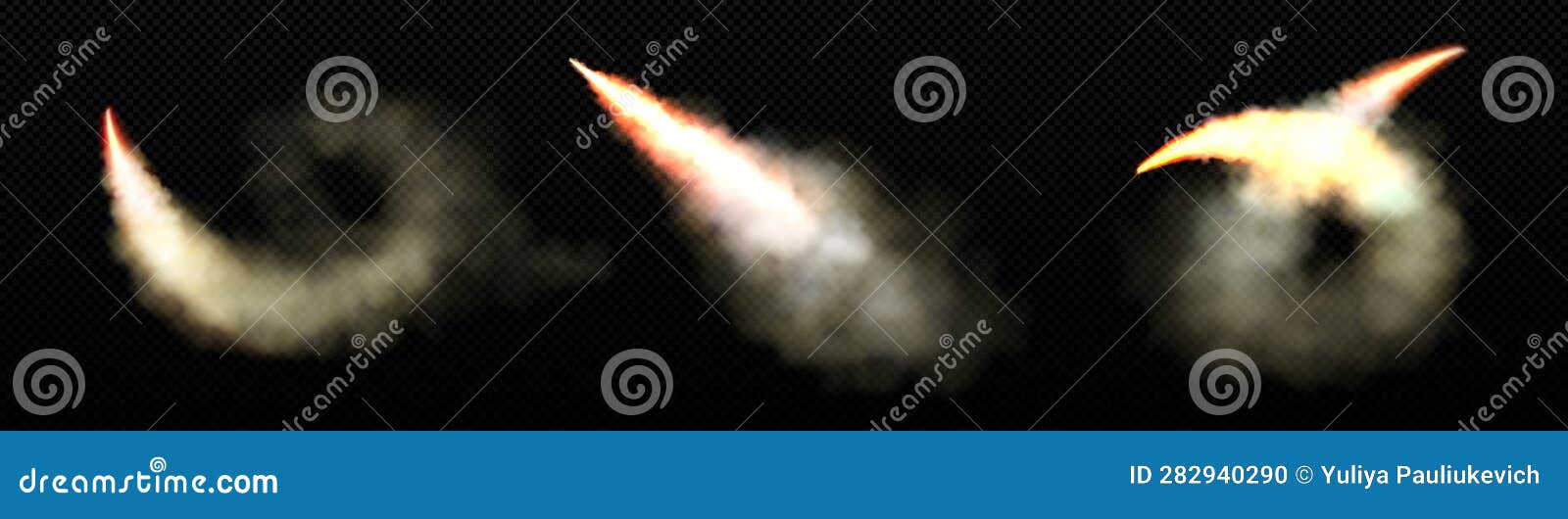 Realistic Smoke and Fire Trails Set Stock Vector - Illustration of ...