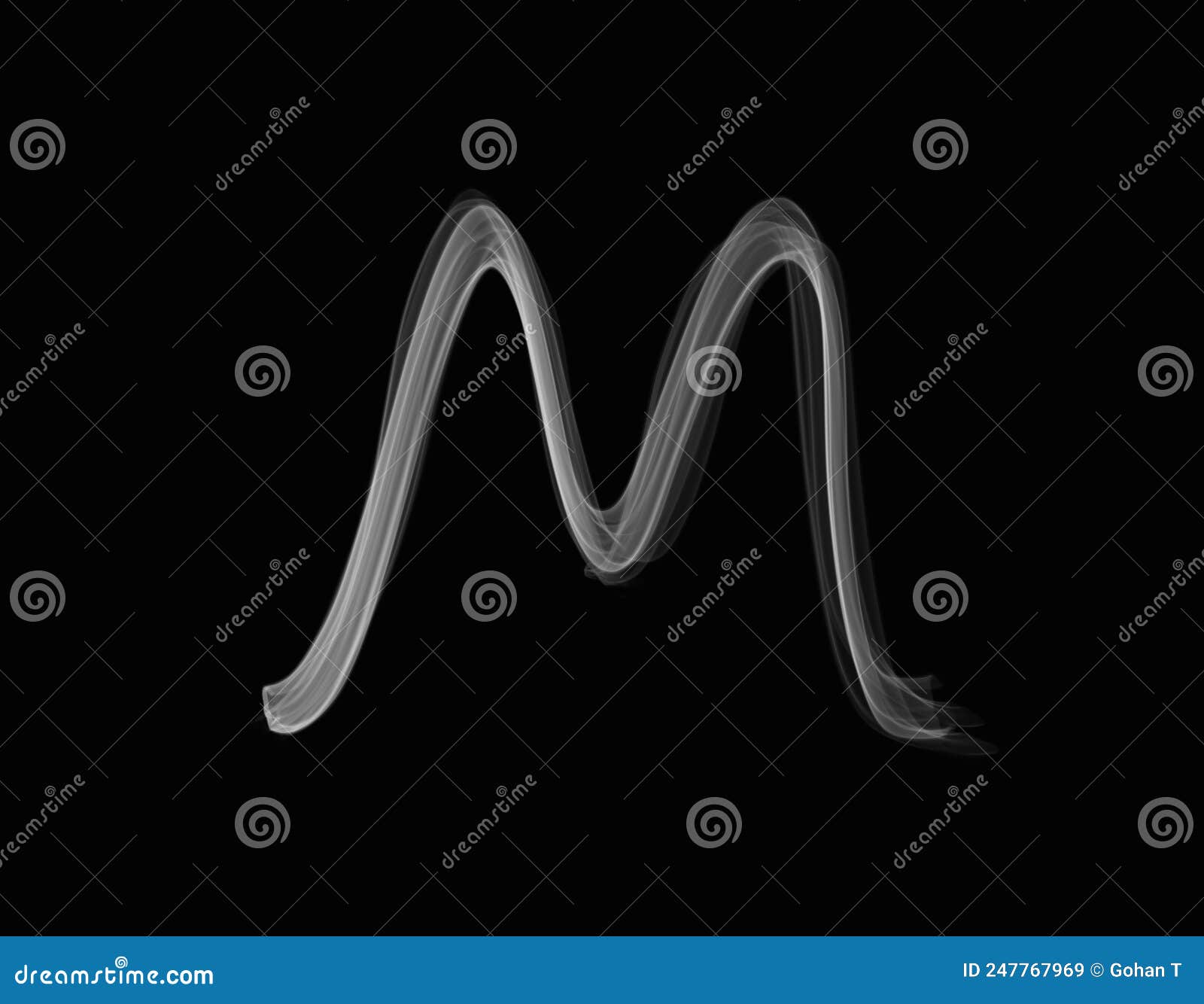 Realistic Smoke Shape With Capital Alphabet Mu Spreading On Dark ...