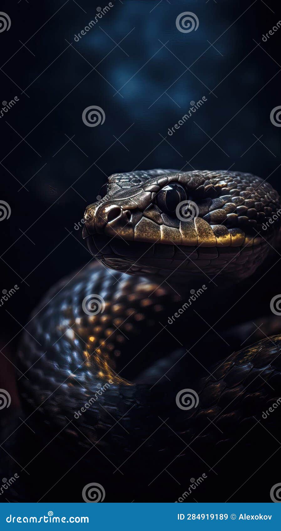 Realistic Snake on Dark Background AI Generated Stock Illustration ...