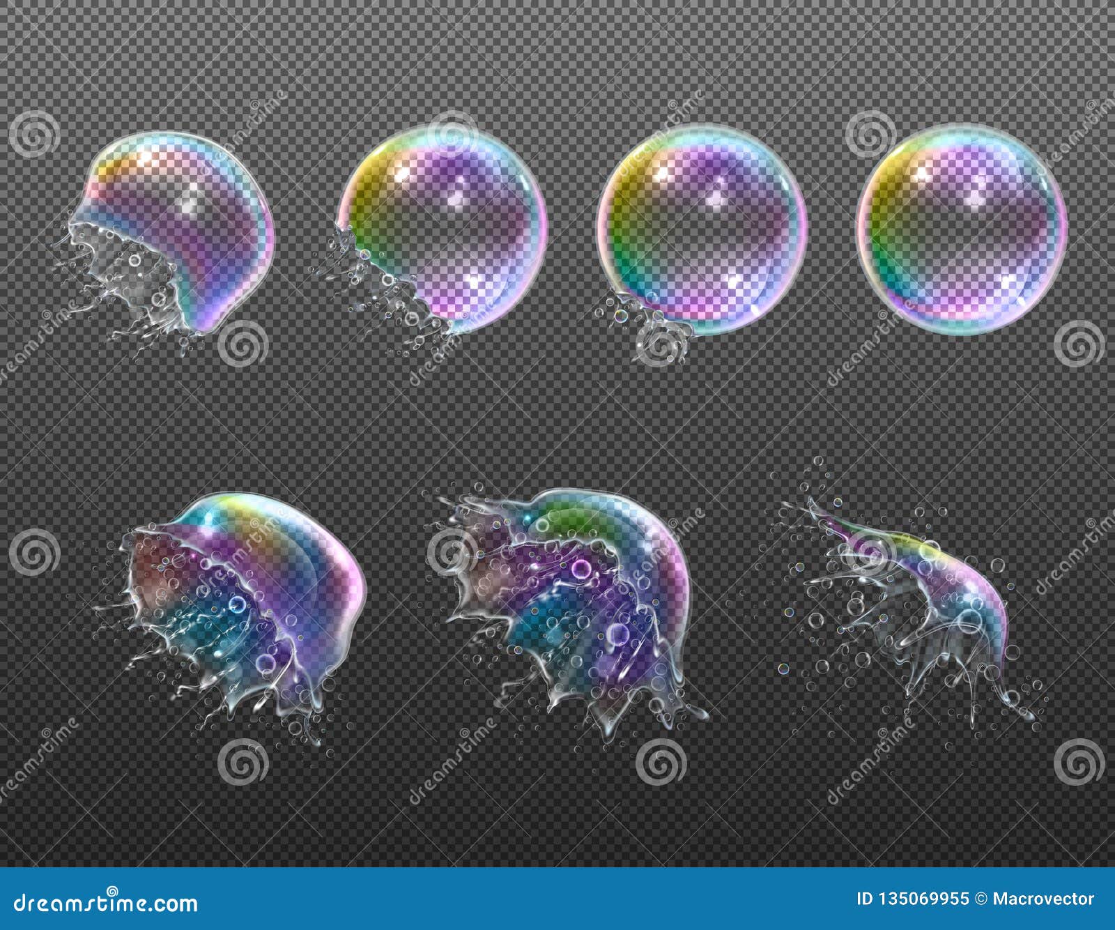 Realistic Soap Bubbles Explosion Transparent Stock Vector ...