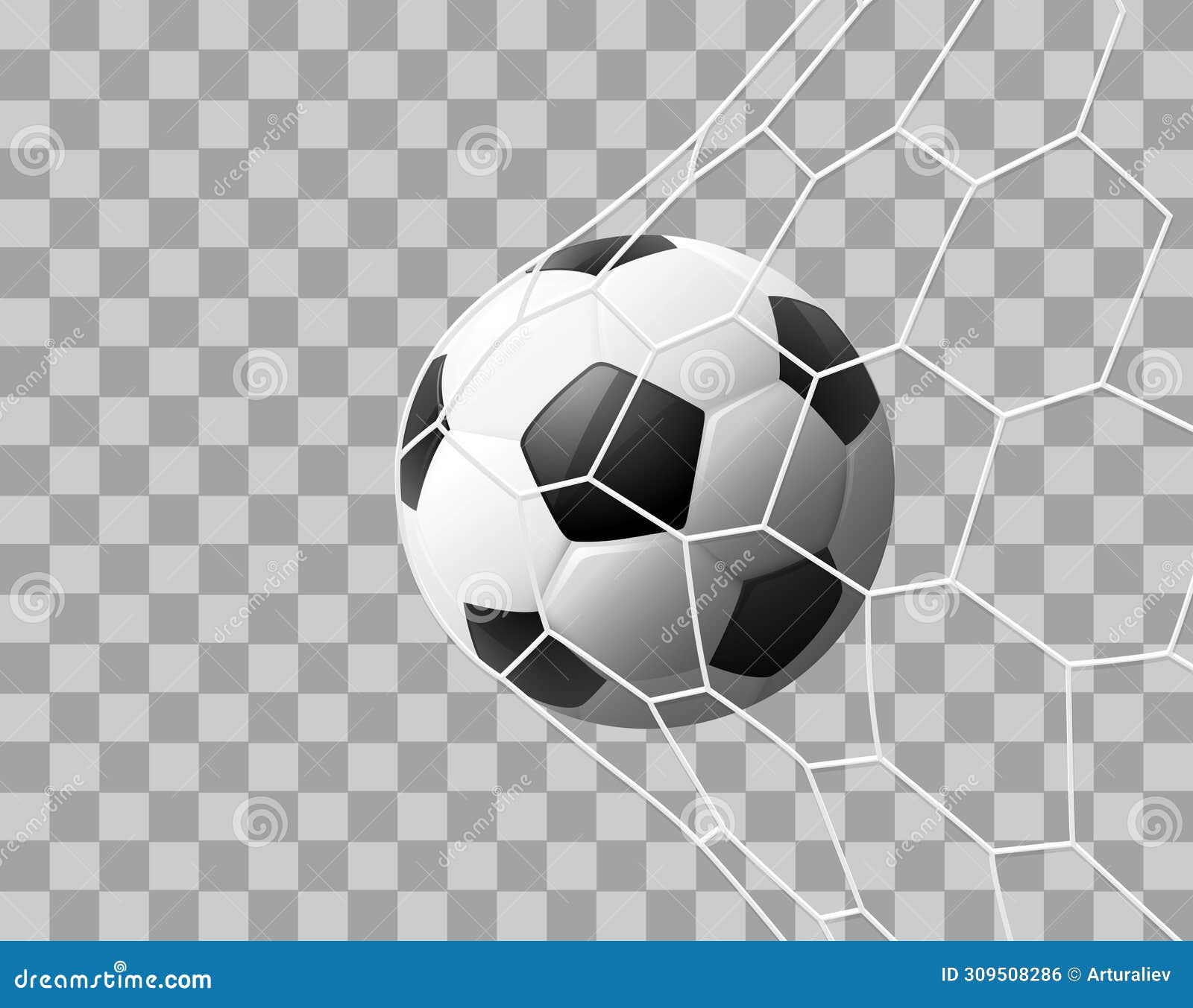 Realistic Soccer Ball Hitting the Net, Isolated on Transparent ...