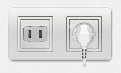 Realistic Socket. USA, Canada Socket Vector Illustration. Adapters ...