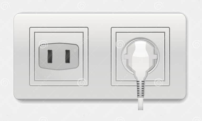 Realistic Socket. USA, Canada Socket Vector Illustration. Adapters ...