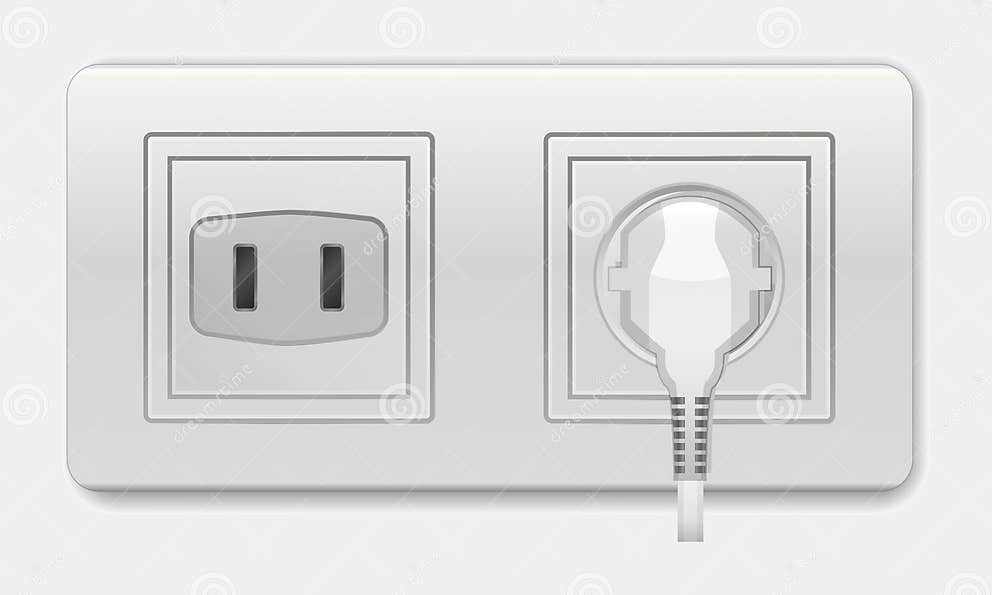 Realistic Socket. USA, Canada Socket Vector Illustration. Adapters ...