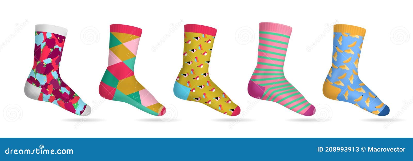 Realistic Socks Color Set stock vector. Illustration of traditional ...