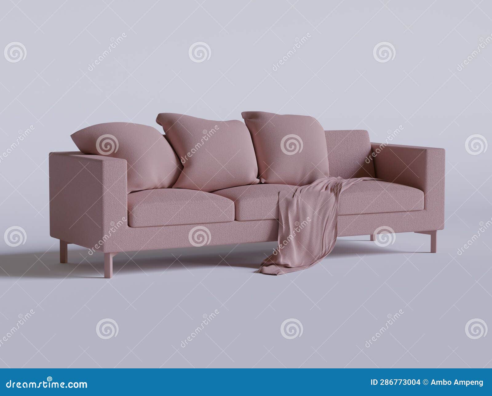 Realistic Sofa White Texture Rendered Stock Illustration - Illustration ...