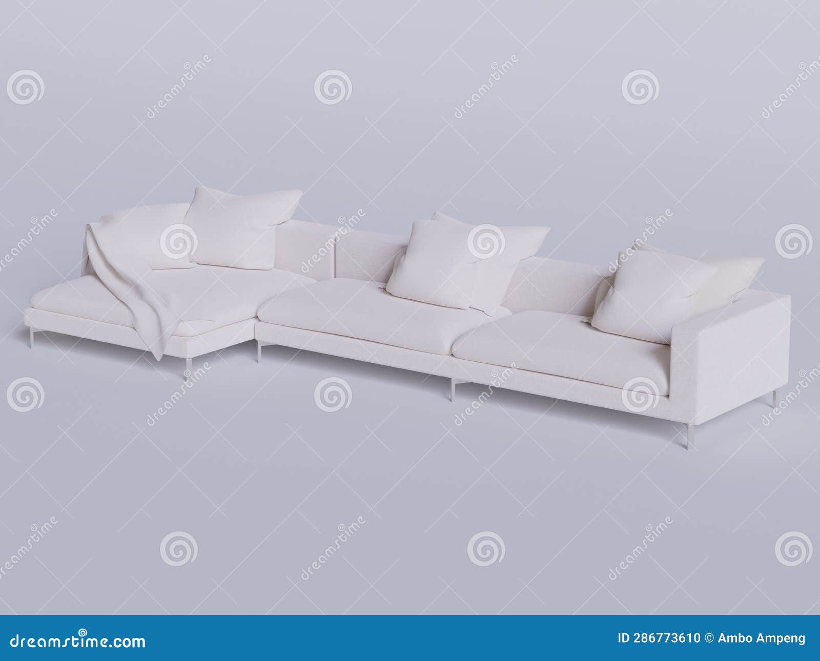 Realistic Sofa White Texture Rendered Stock Illustration - Illustration ...