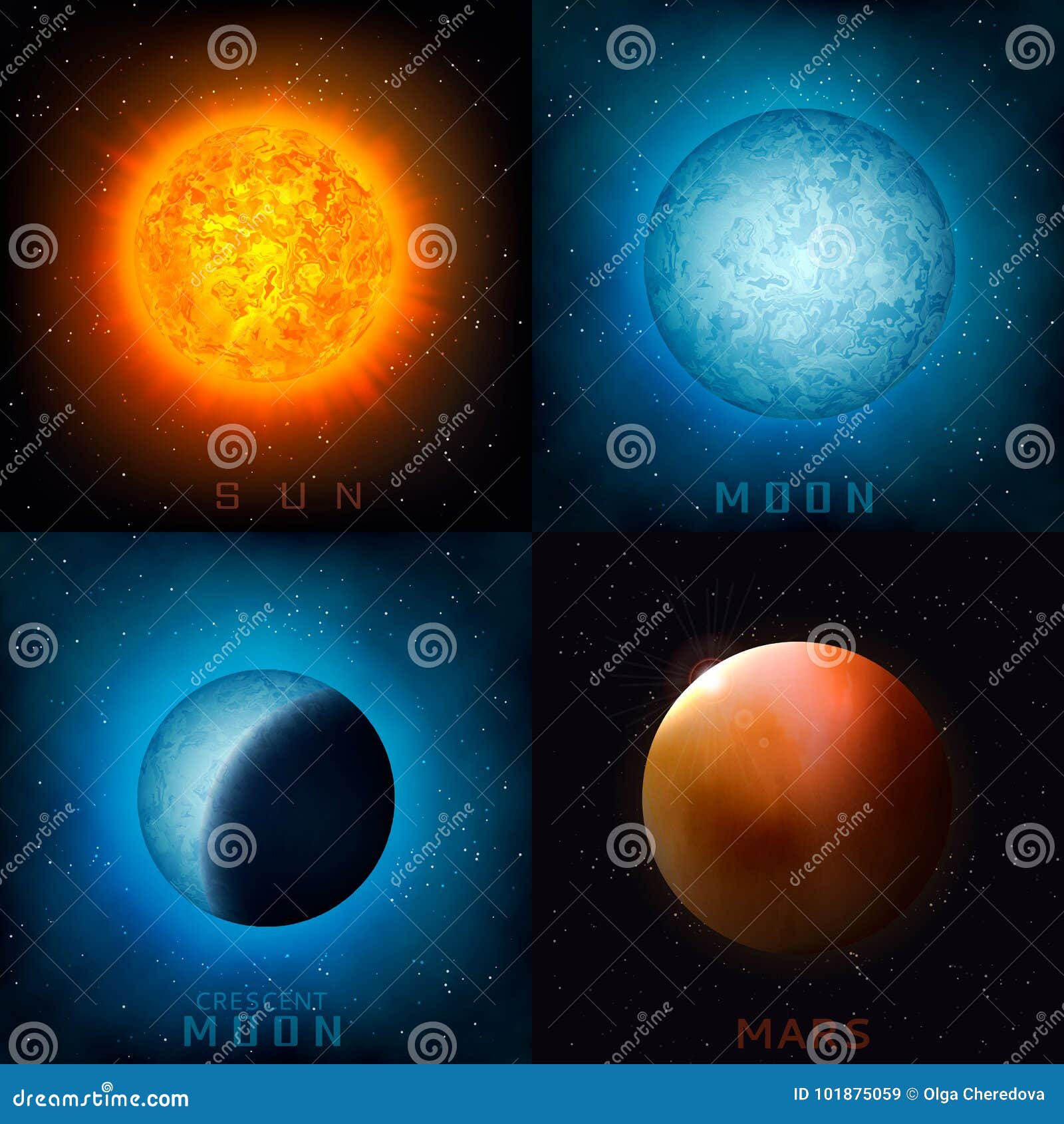 Realistic space planets stock vector. Illustration of planet - 101875059