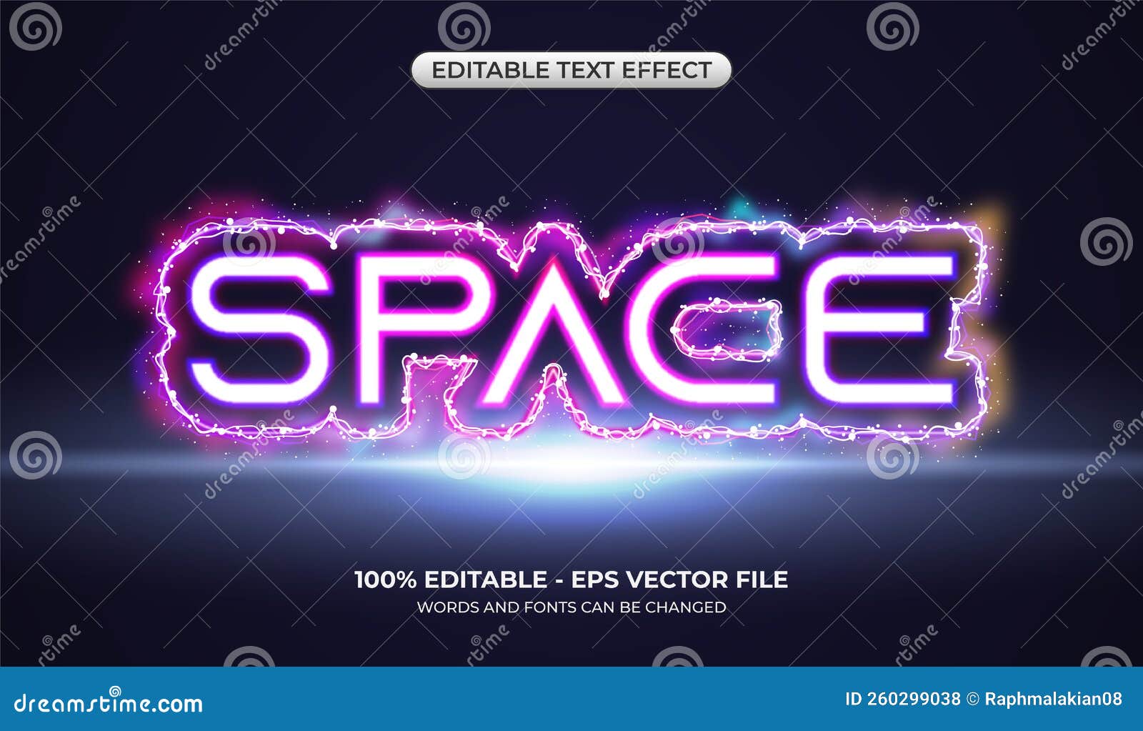 Realistic Space Text Effect. Editable Colorful Galaxy Text Effect Stock ...