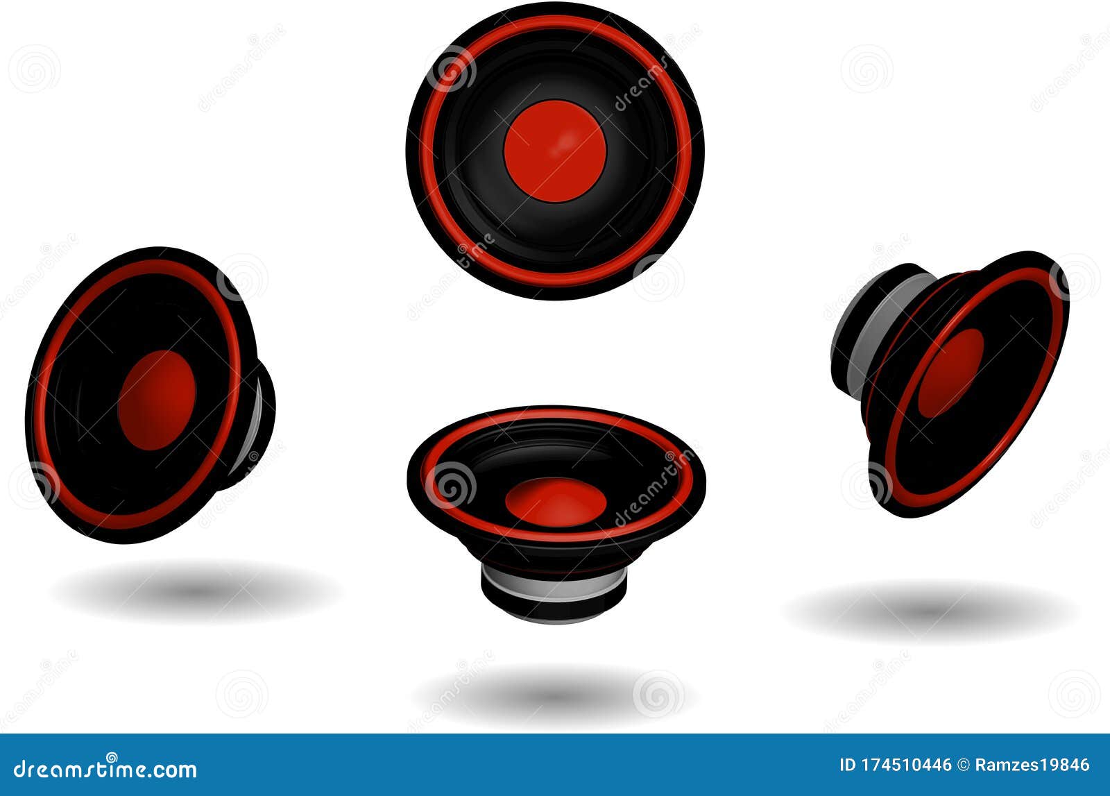 Realistic Speakers in Black and Red, 3D Vector Graphics Stock Vector ...