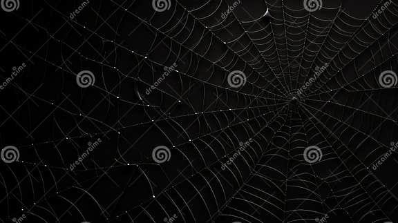 Realistic Spider Web on Black Background: Hyper-detailed Rendering ...