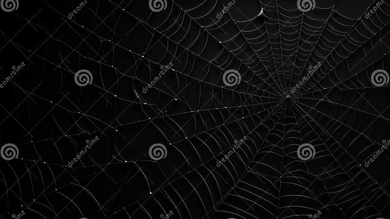 Realistic Spider Web on Black Background: Hyper-detailed Rendering ...
