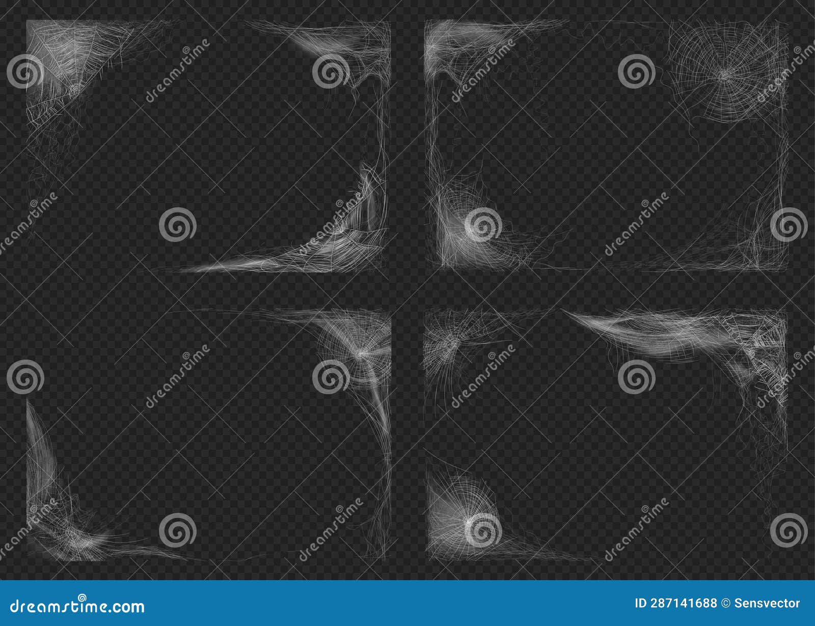 Realistic Spider Web Corner Frames Stock Vector - Illustration of ...