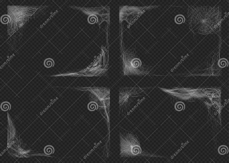 Realistic Spider Web Corner Frames Stock Vector - Illustration of ...