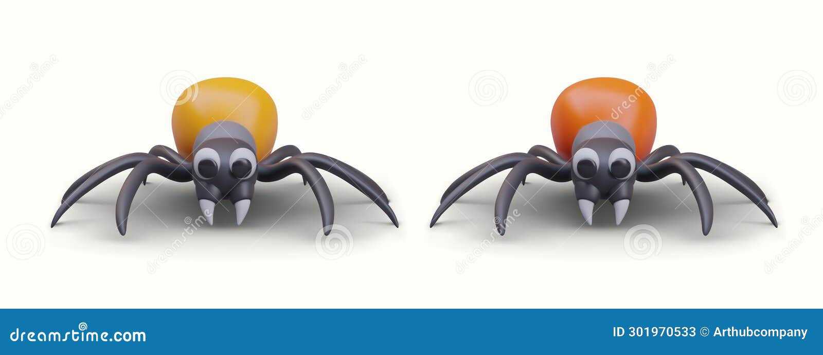 Realistic Spiders with Sharp Fangs. Predatory Insects, Front View Stock Vector - Illustration of ...