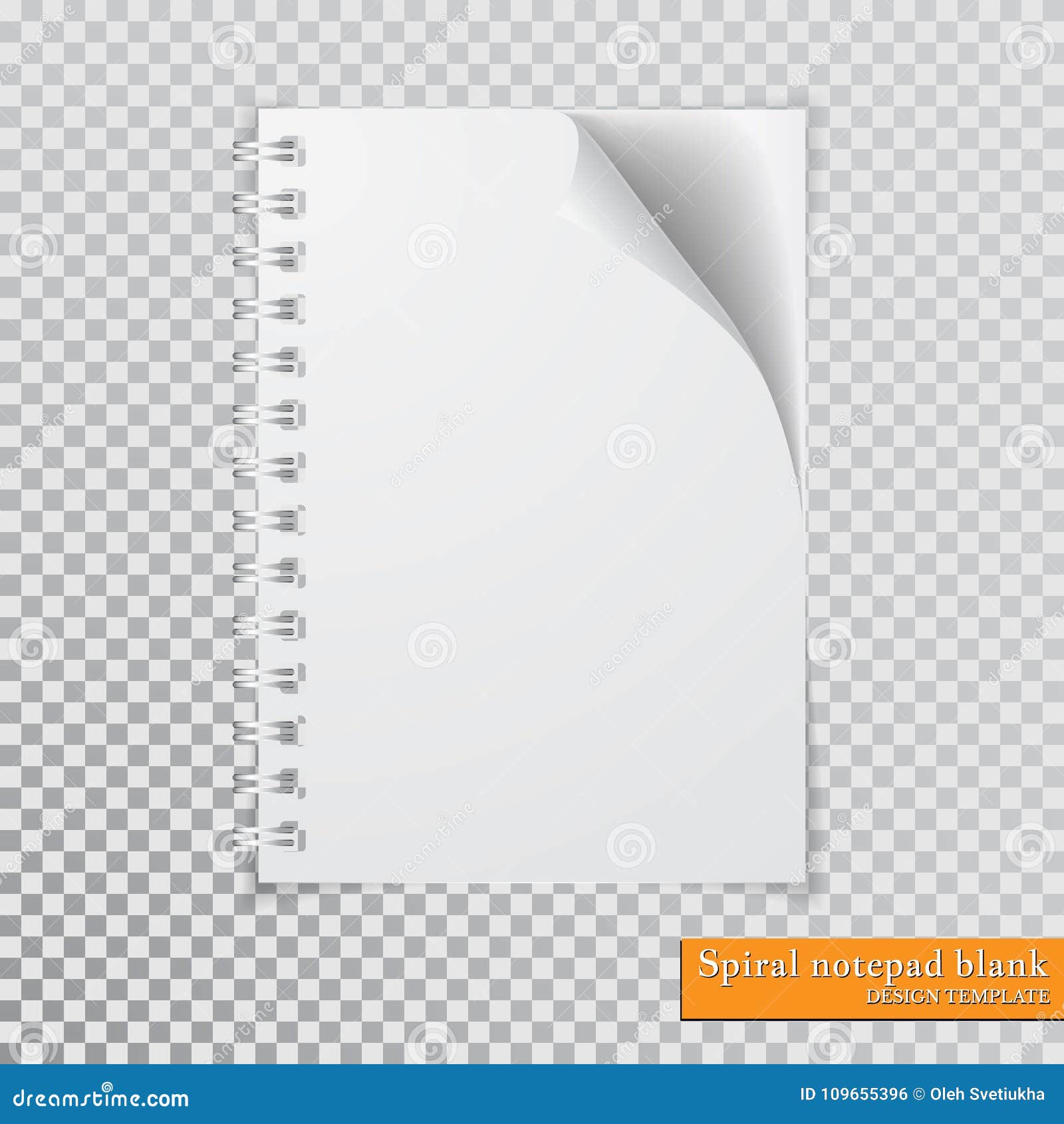 Realistic Spiral Notepad Blank With Cornered Sheet Of Paper Mock Up On ... Realistic Spiral Notepad Blank With Cornered Sheet Of Paper Mock Up On ...