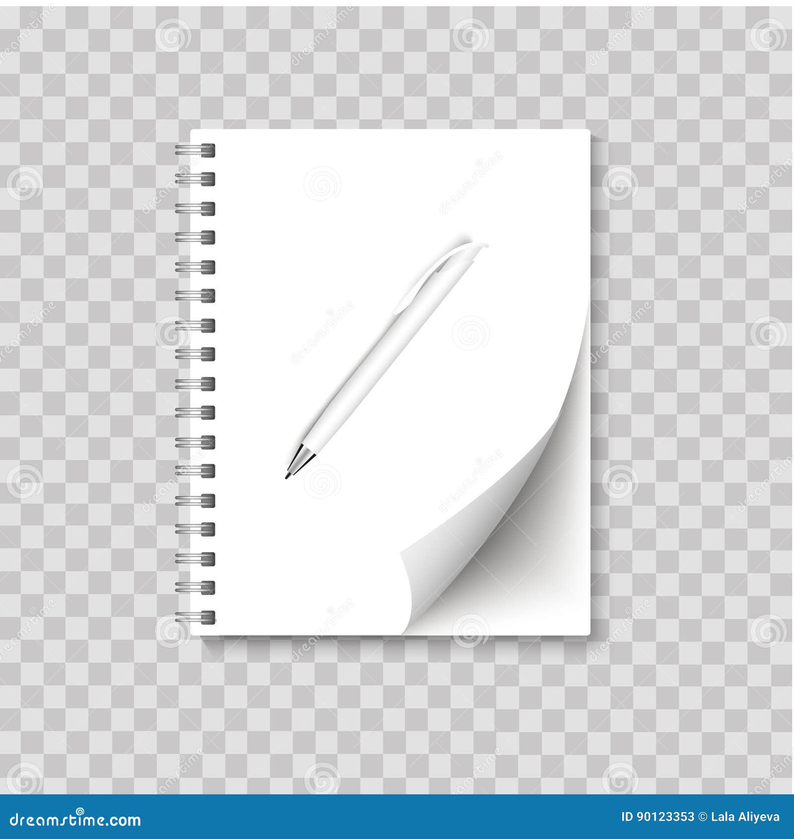 Realistic Spiral Notepad Blank with Cornered Sheet of Paper and Pen ... Realistic Spiral Notepad Blank with Cornered Sheet of Paper and Pen ...