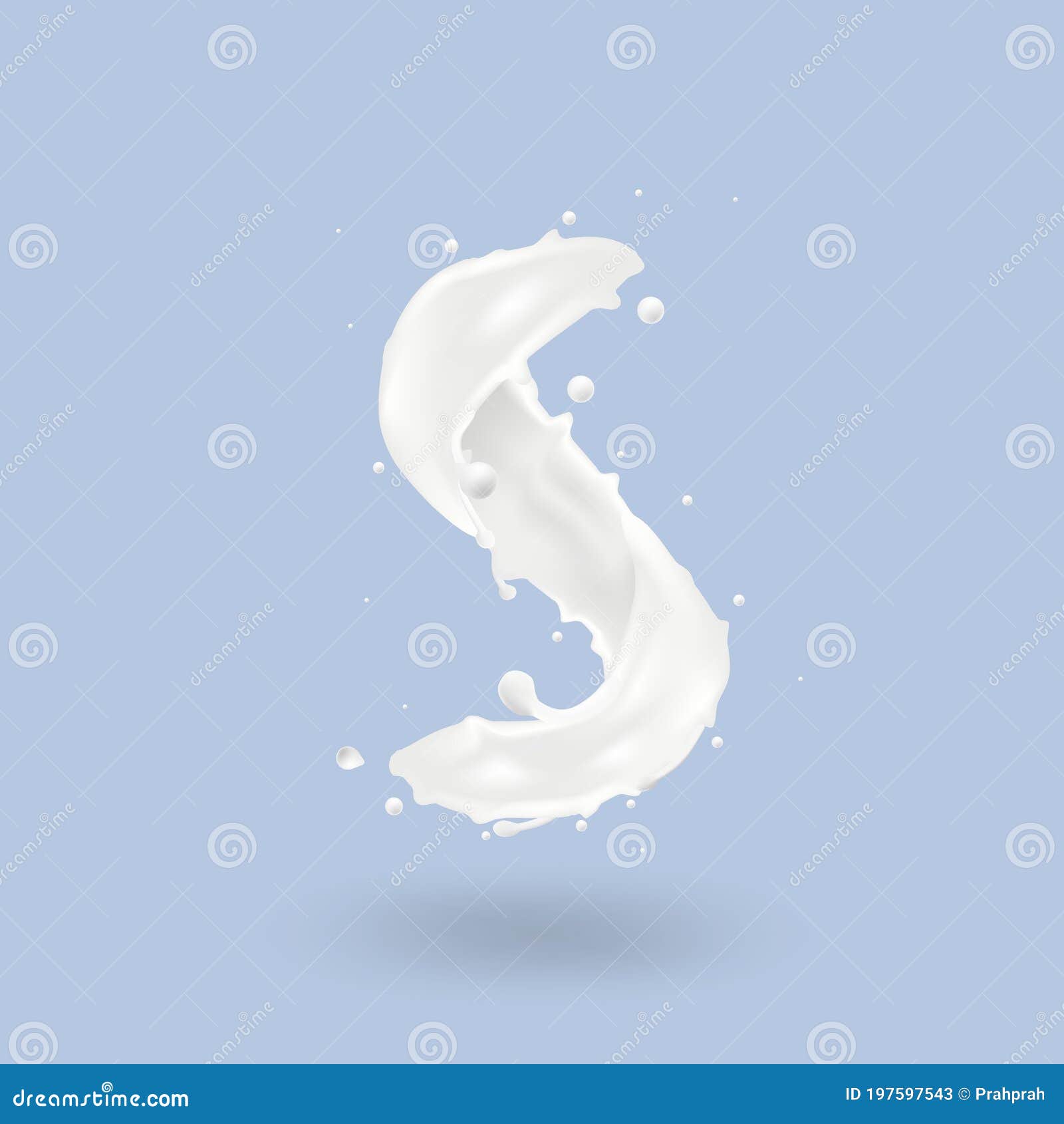 Realistic Splash of White Milk on Blue Background Stock Illustration ...