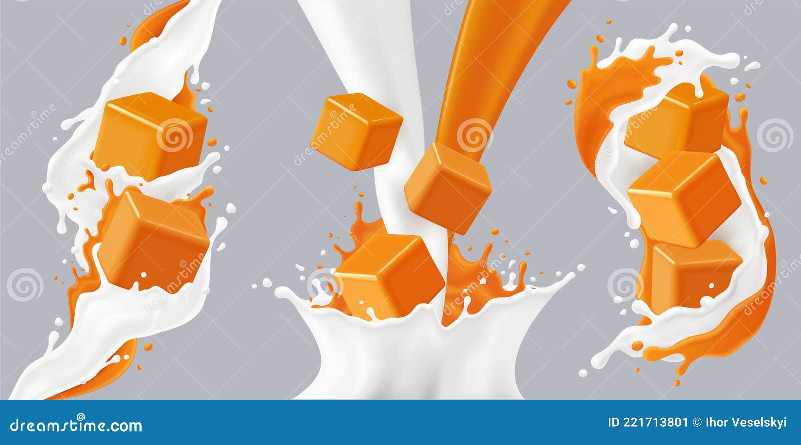 Realistic Splashes Caramel Icon Set Stock Illustration - Illustration ...