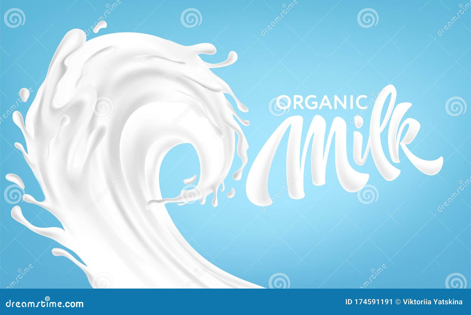 Realistic Splashes of Milk on a Blue Background. Organic Milk ...