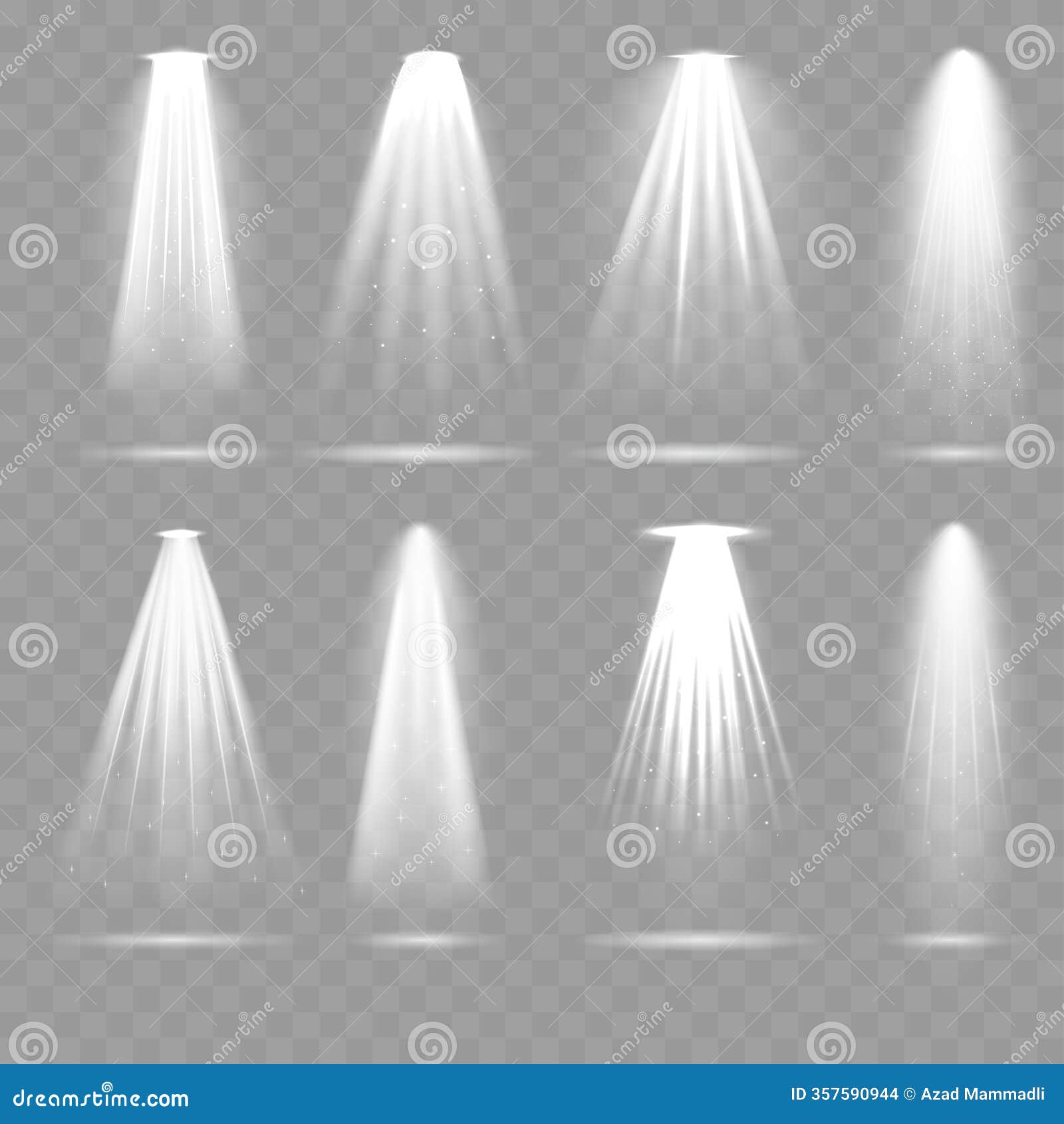 Spotlight Set Collection On Transparent Bakground. Light Effect. Bright ...