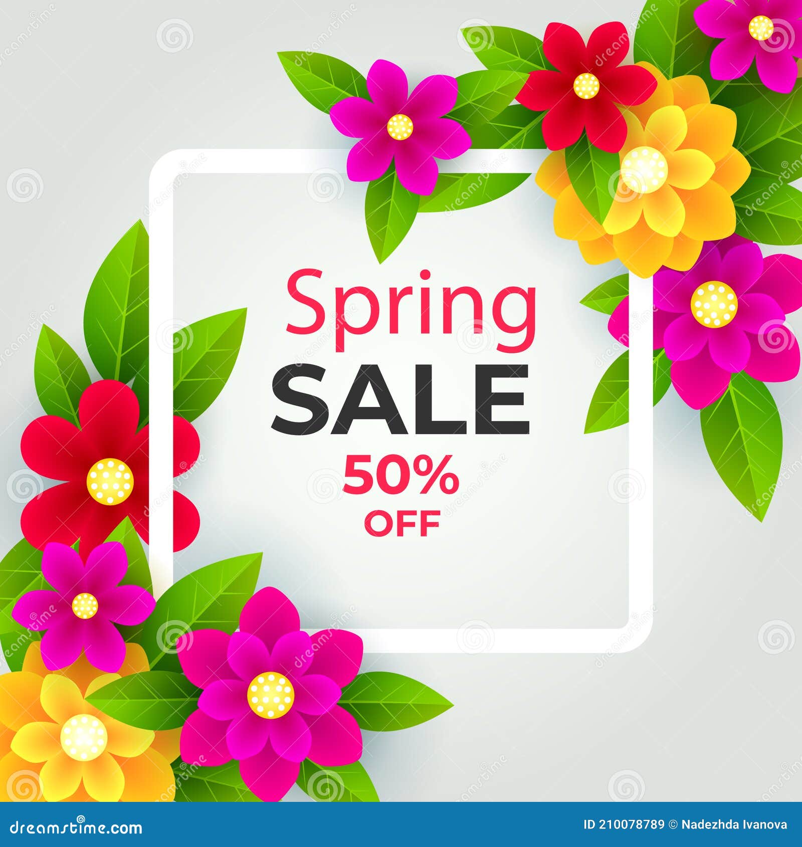 Realistic Spring Sale Vector Illustration. Stock Vector - Illustration ...