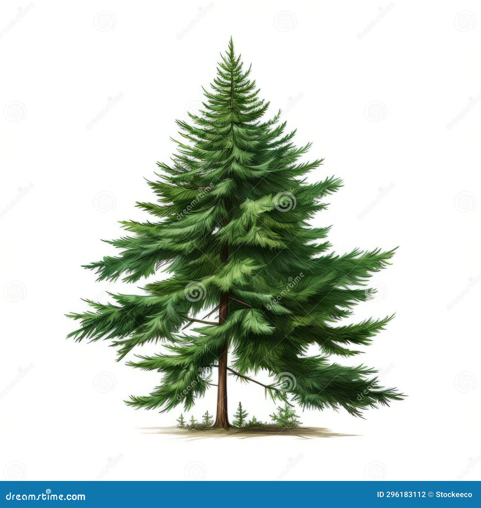 Realistic Spruce Tree Illustration on White Background Stock ...