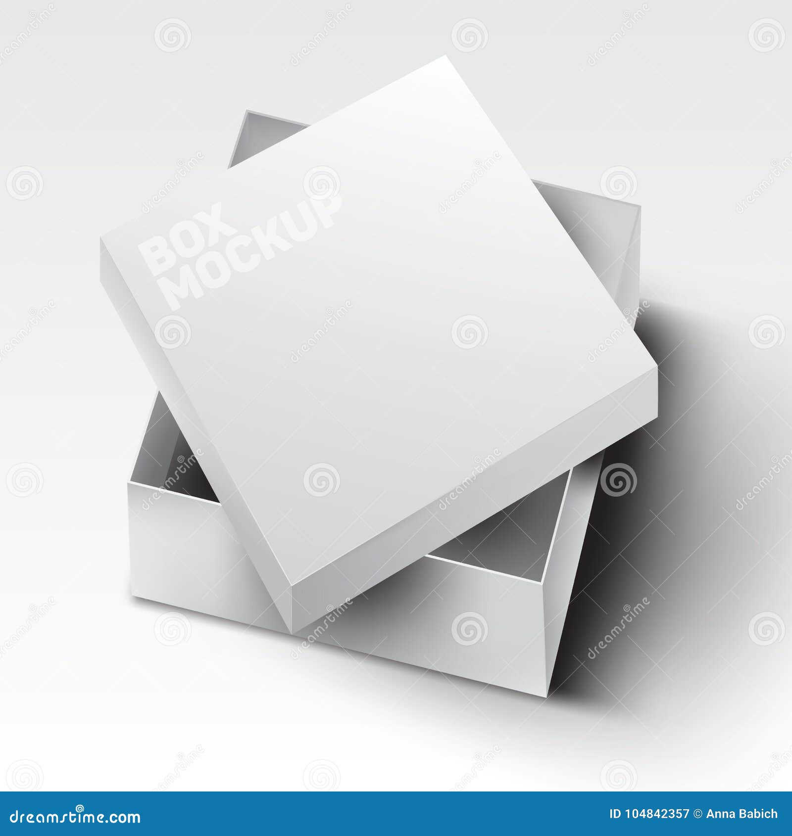 Realistic, Square, Empty, White Open Cardboard Paper Box Stock Vector ...