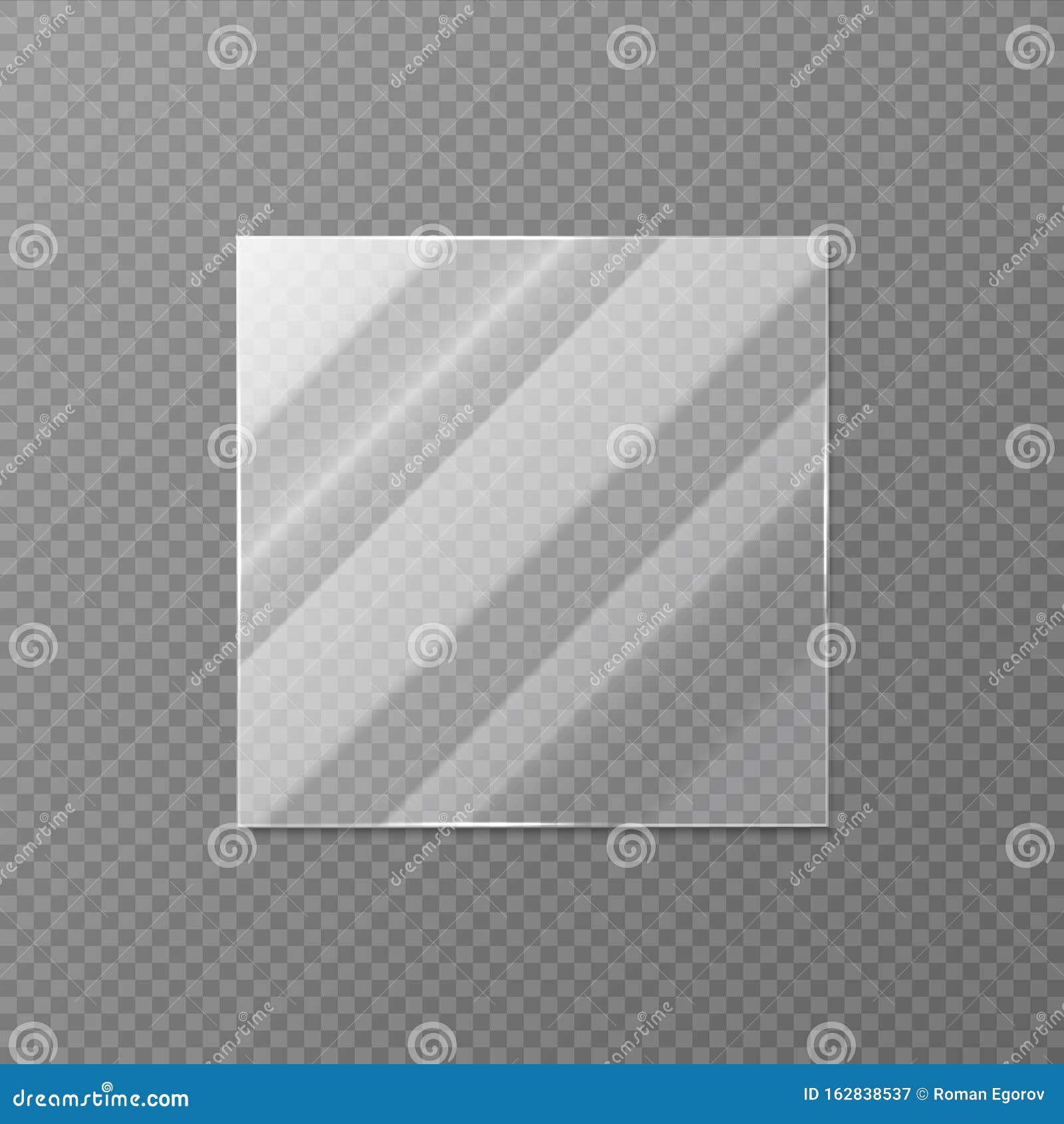 Realistic Square Glass. Blank Mirror or Window Object with Light ...