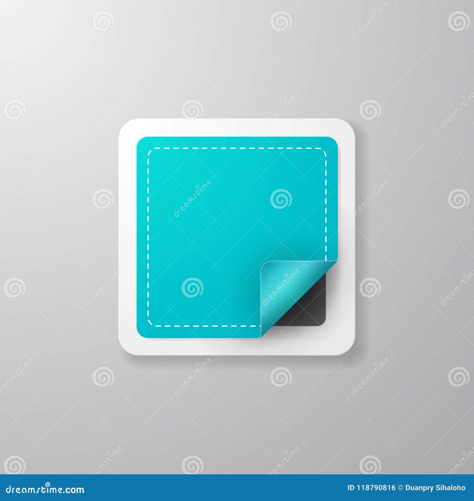 Realistic square label. stock vector. Illustration of blue - 118790816