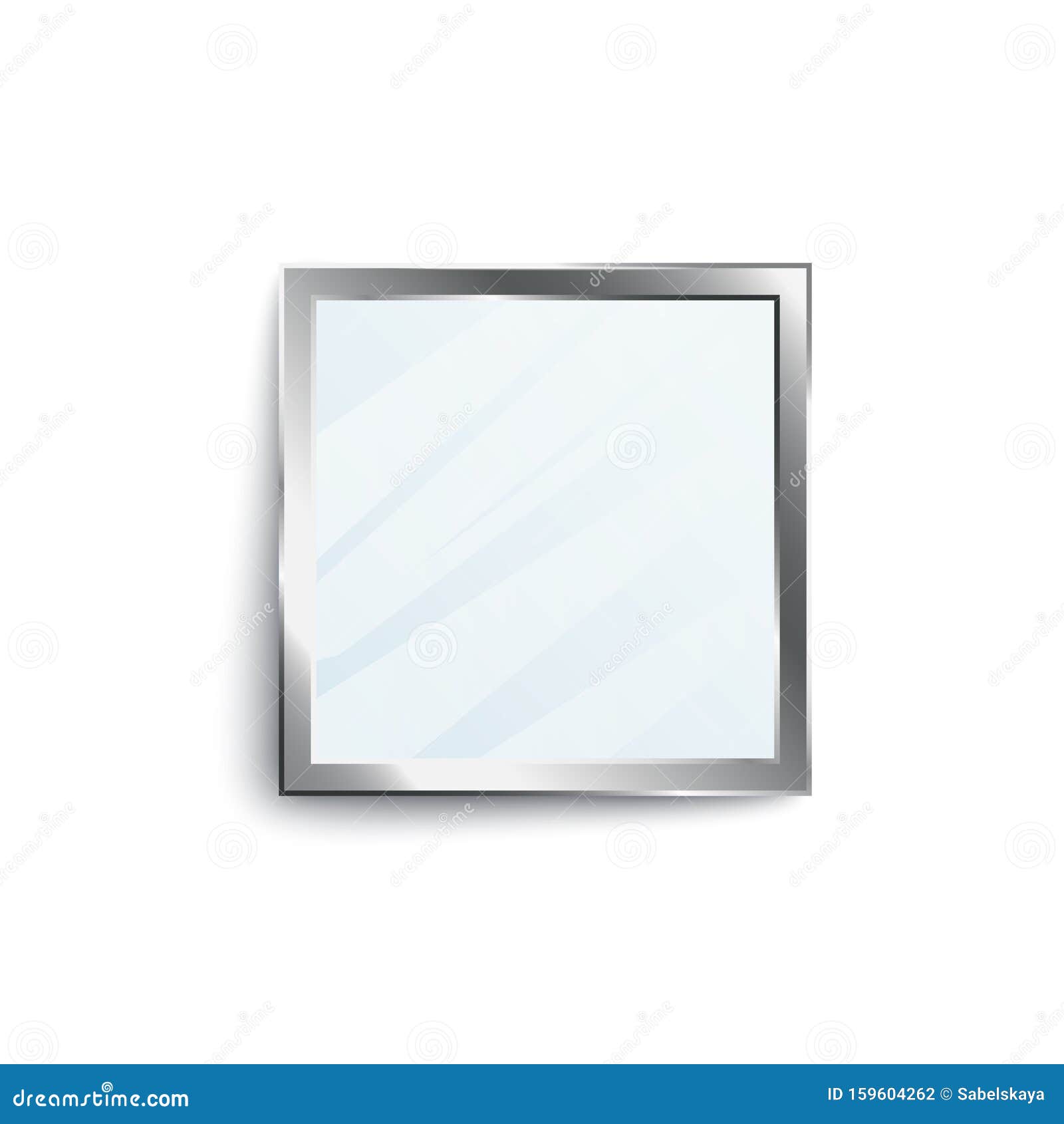 Realistic Square Shape Mirror with Blank Reflection Surface and Glossy ...