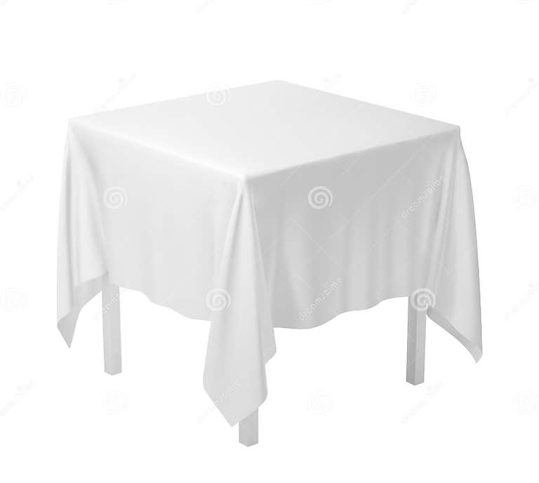 Realistic Square Table with White Folded Tablecloth. Vector Template ...