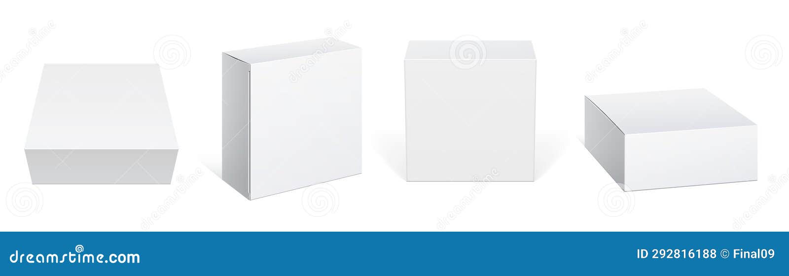 Realistic Square White Paper Package Box. Mockup Vector Illustration ...