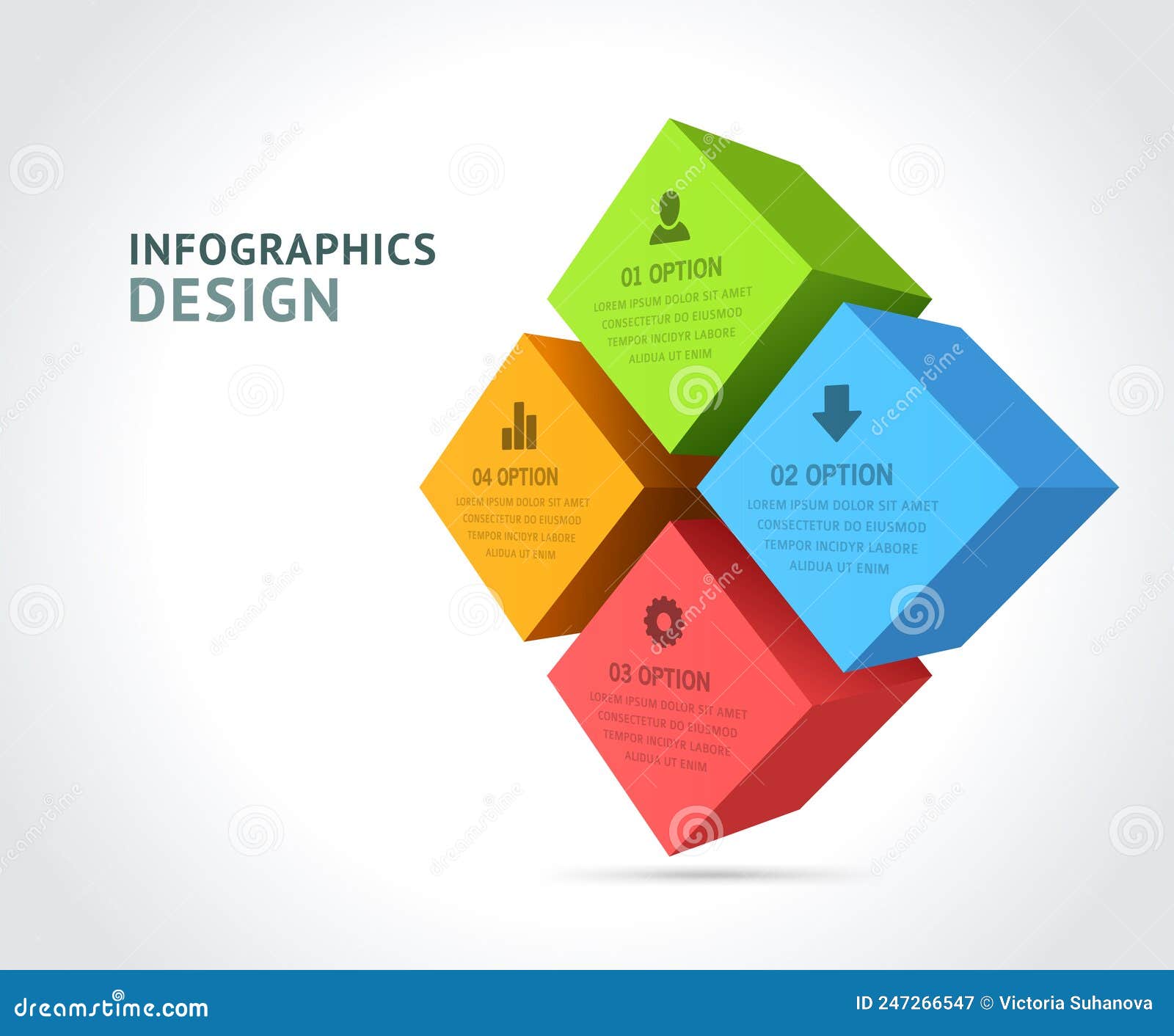 Squared Rhombus Geometric Shape Green Curved Arrows Infographic Scheme ...
