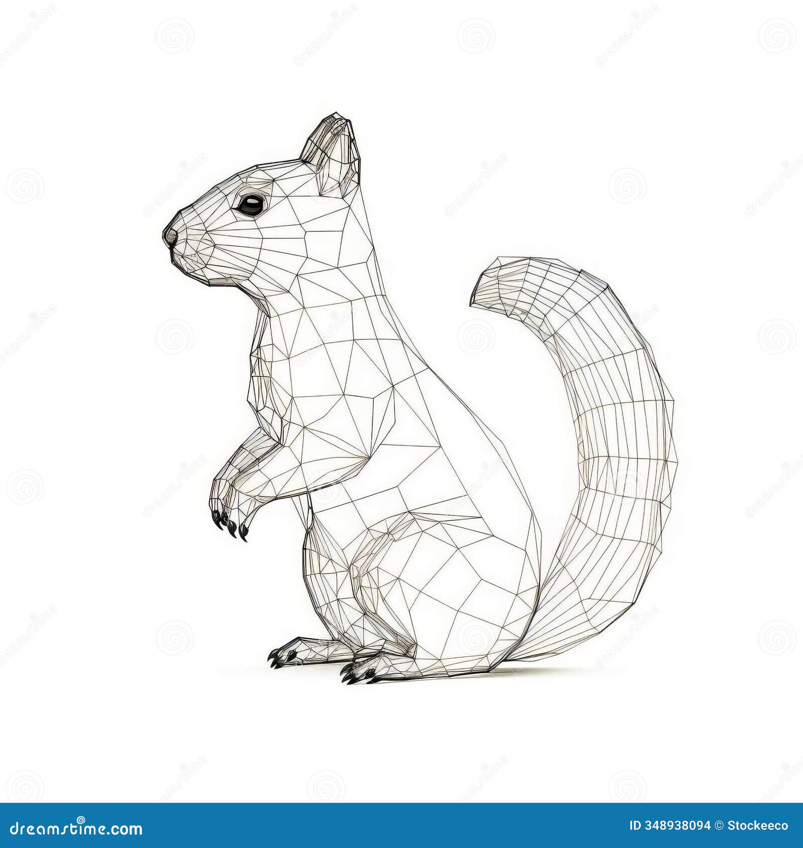 Realistic Squirrel One-line Drawing in Minimalistic Style Artwork Stock ...