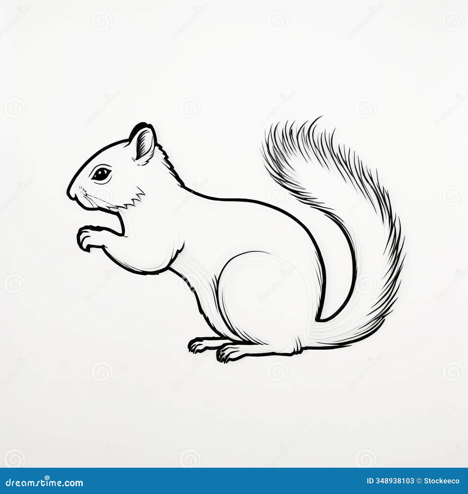 Realistic Squirrel One-line Drawing in Minimalistic Style Stock ...