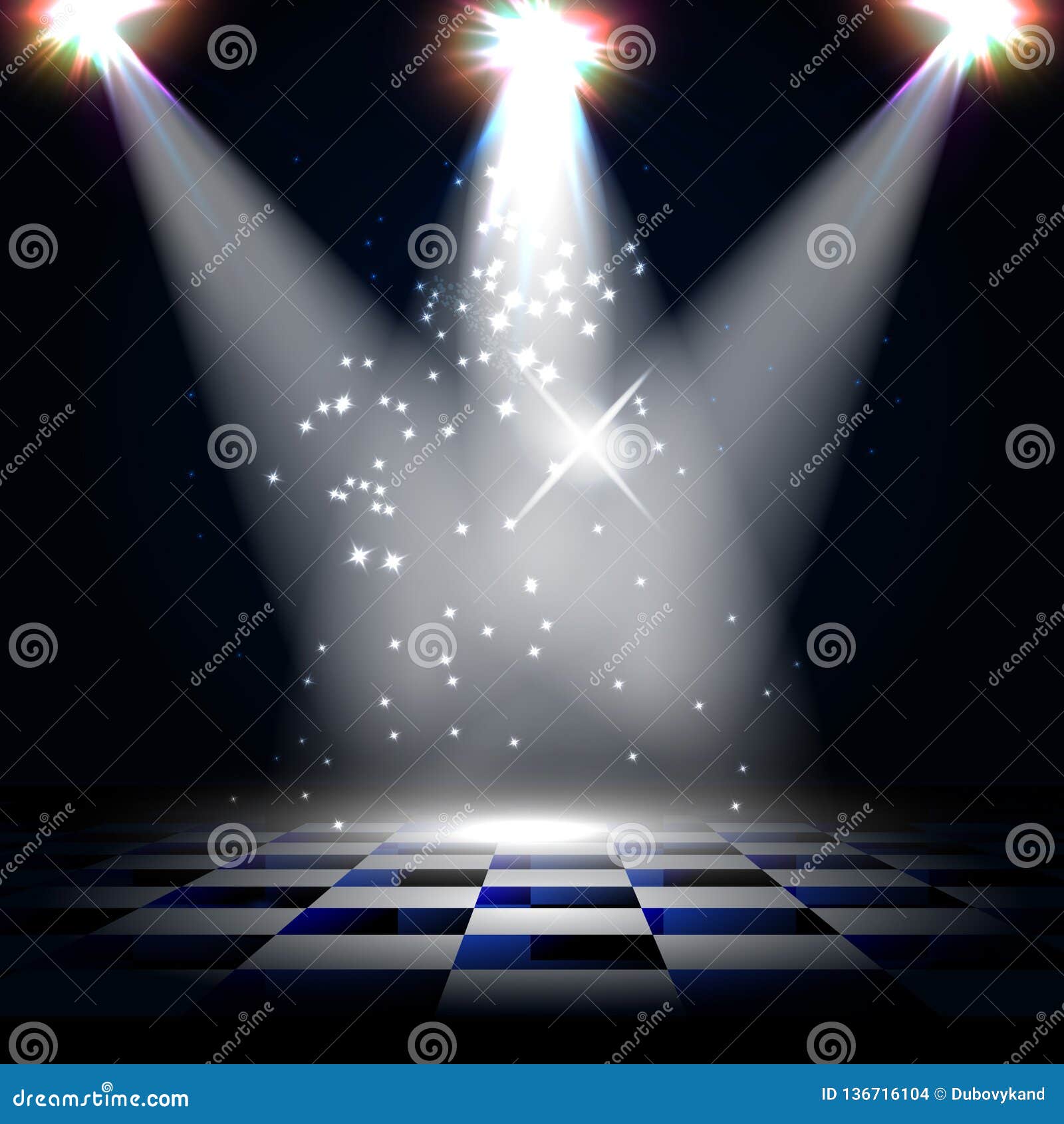 Realistic Stage with Illumination. Night Scene Stock Vector ...