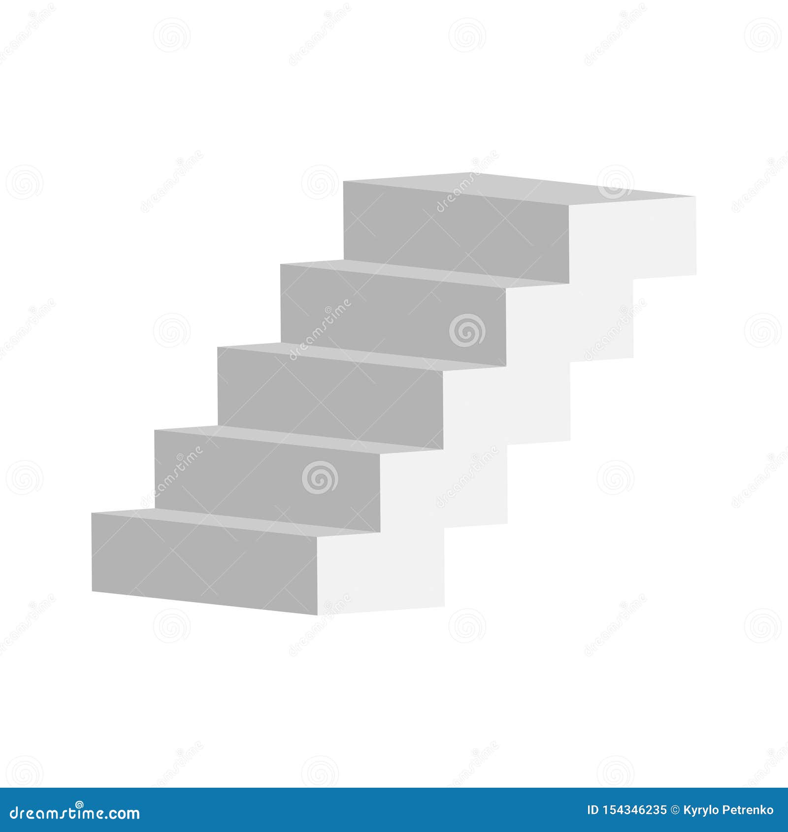 Realistic Stairs. 3D Staircase Lean On Wall. Isolated Construction ...