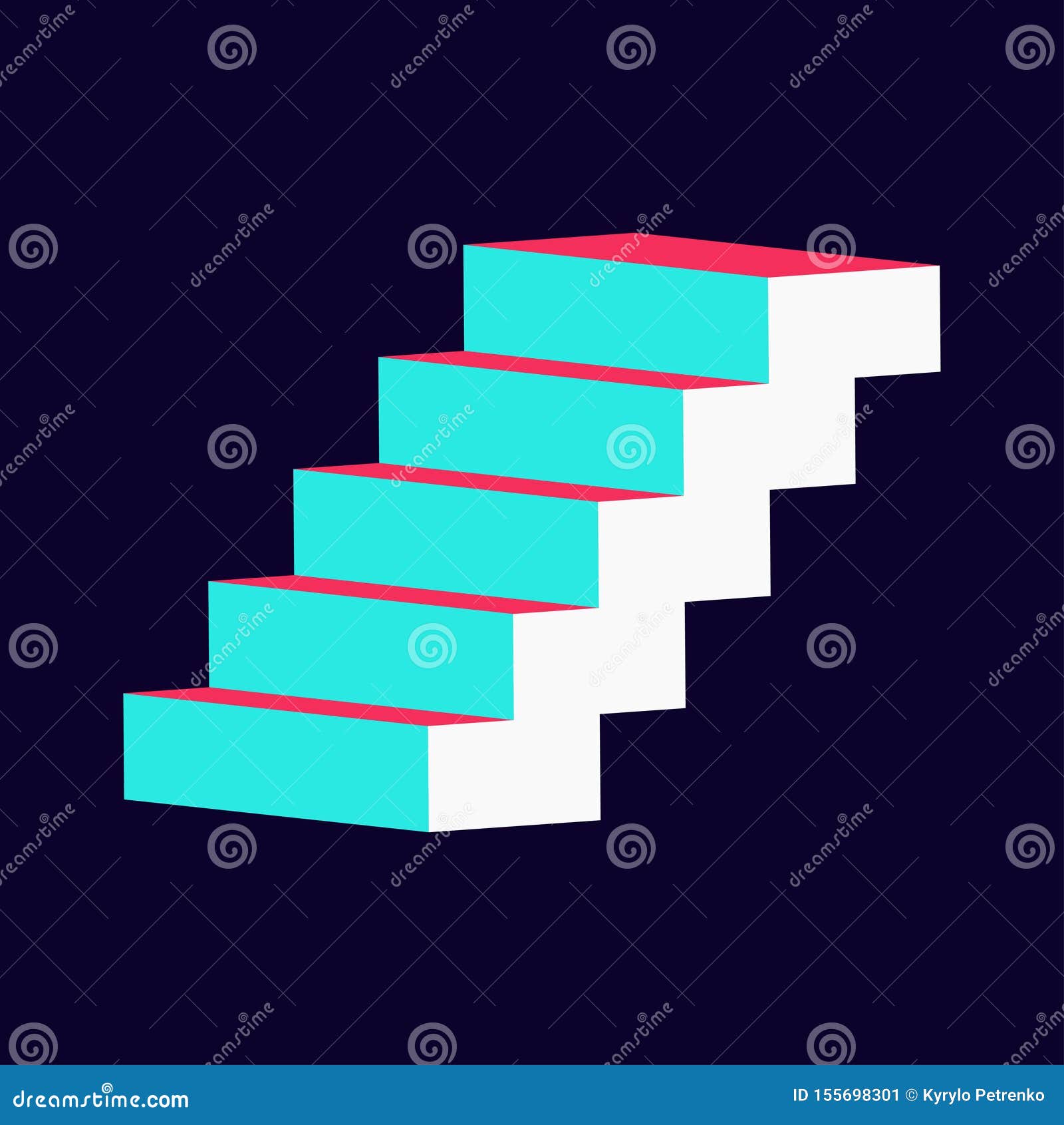 Realistic Stairs. 3D Staircase Lean On Wall. Isolated Construction ...