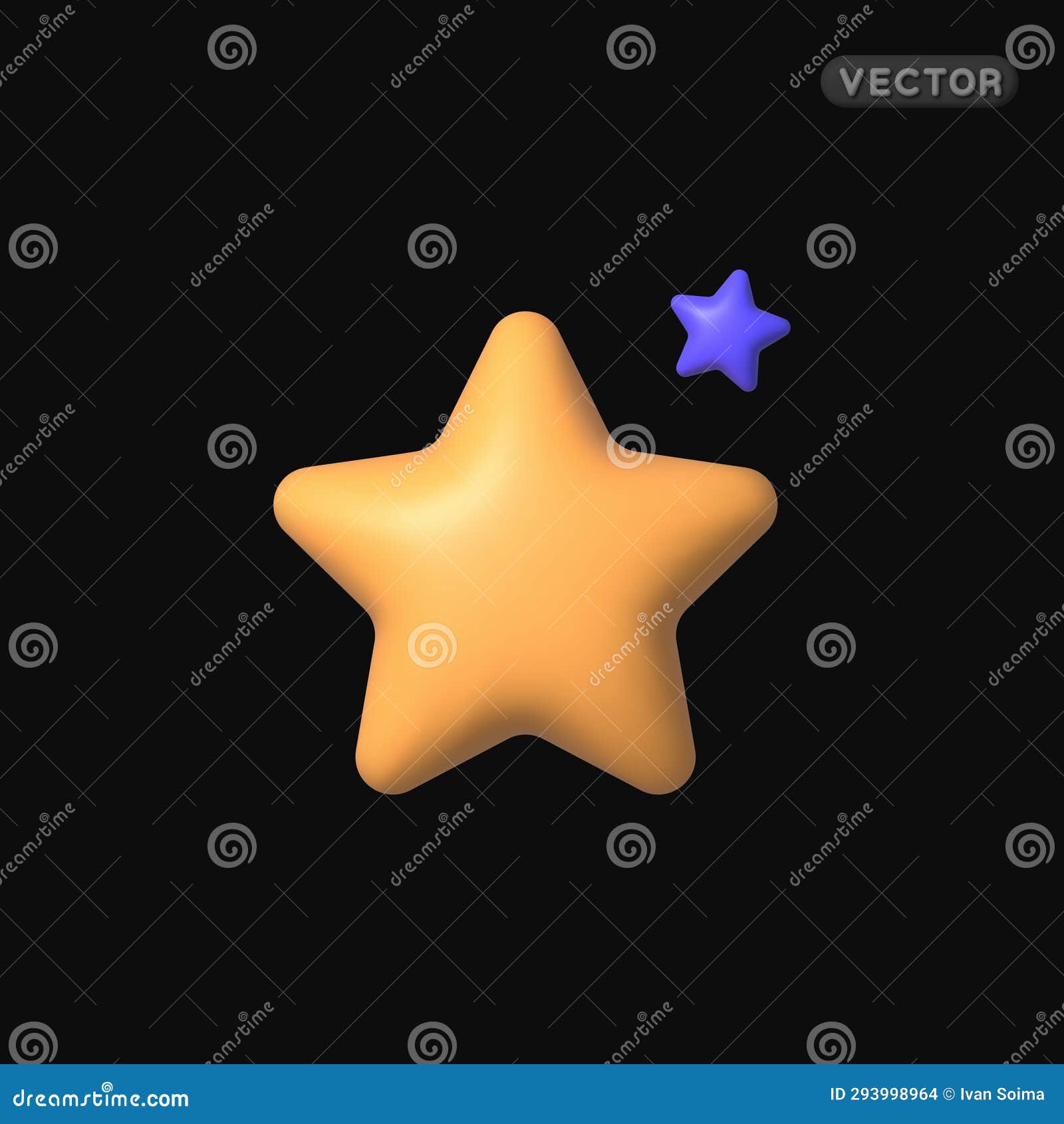 Realistic Star 3d Icon for Game Background Design. Vector Illustration ...