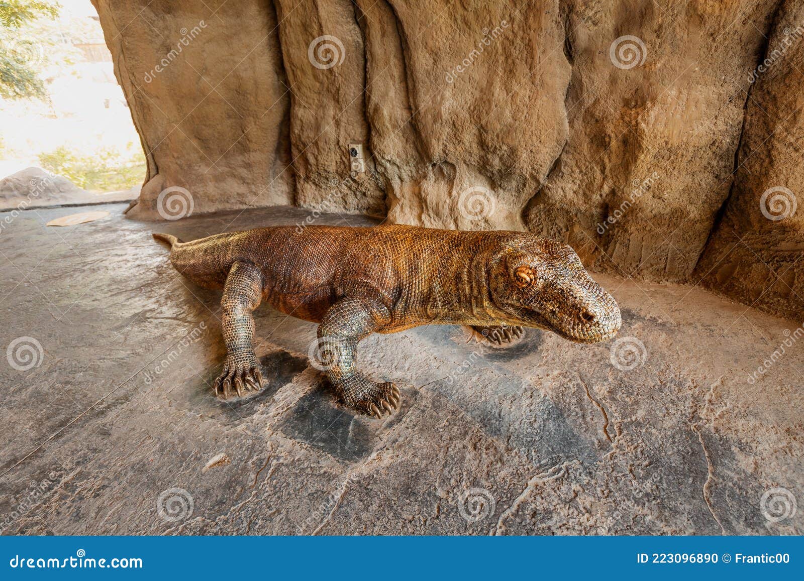 Realistic Statue of a Lizard or an Ancient Dinosaur in Dubai Zoo ...