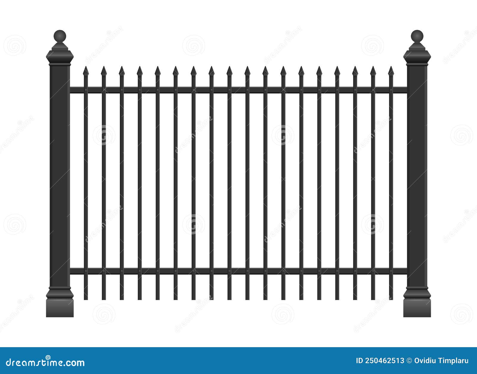 Realistic Steel Fence Vector Illustration Isolated on White Stock ...