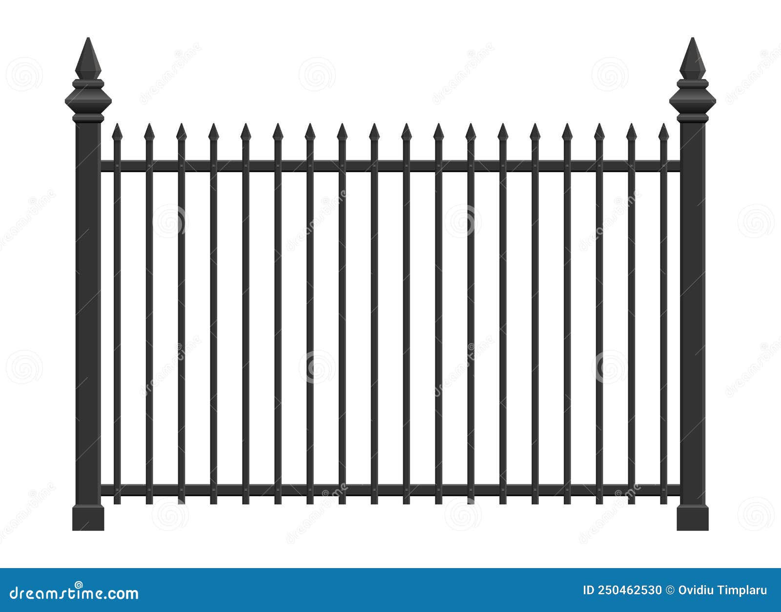 Realistic Steel Fence Vector Illustration Isolated on White Stock ...