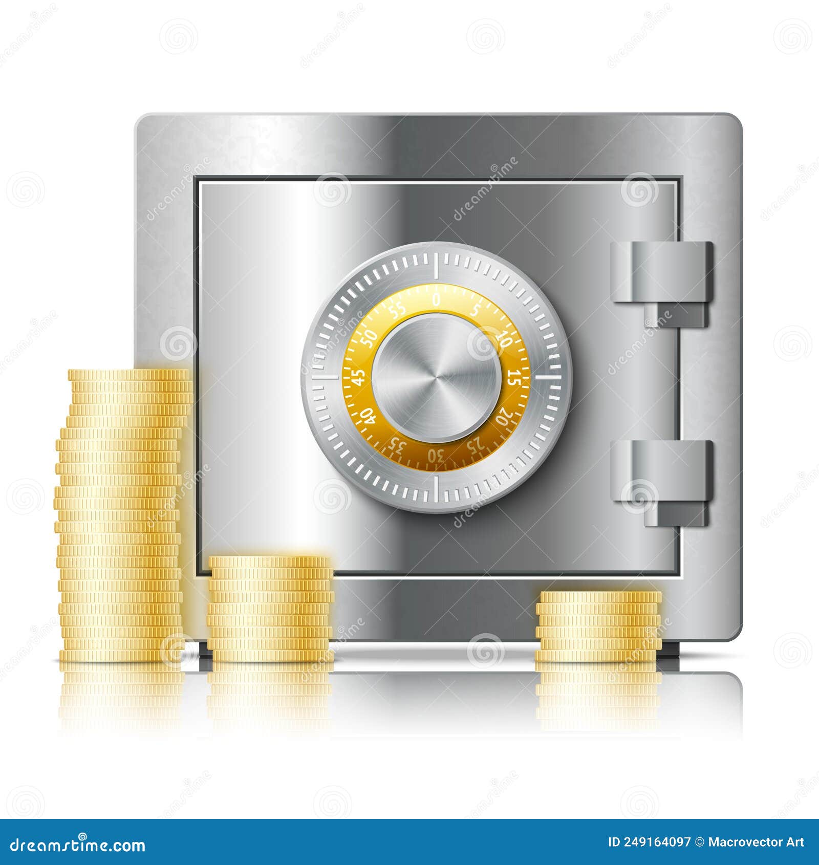 Realistic Steel Safe Icon Security Concept Stock Vector - Illustration ...