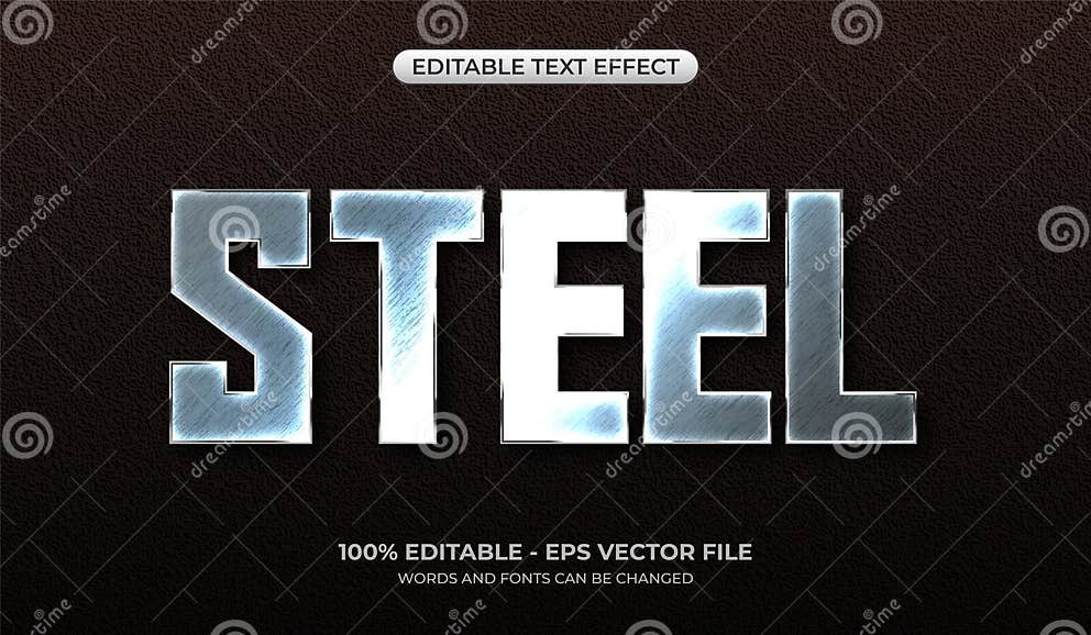 Realistic Steel Text Effect. Editable Metallic Text Effect Stock ...