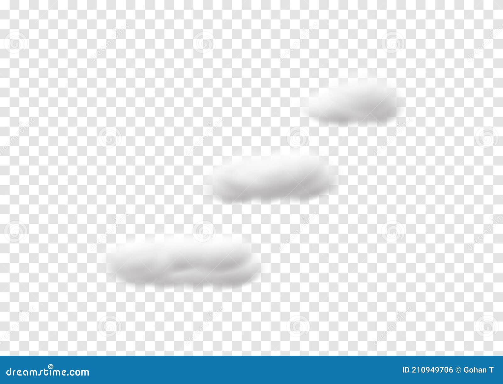 Realistic 3 Step Cloud Vectors Isolated on Transparency Background ...