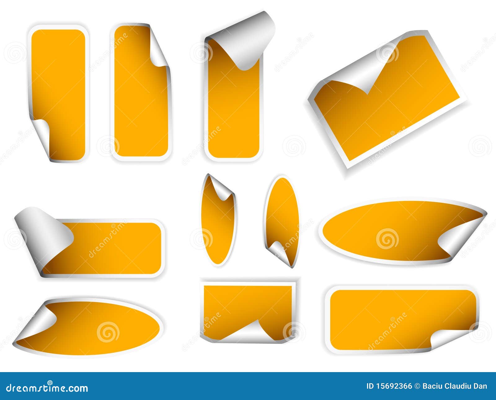 Realistic Stickers with Peeling Corners. Stock Vector - Illustration of ...