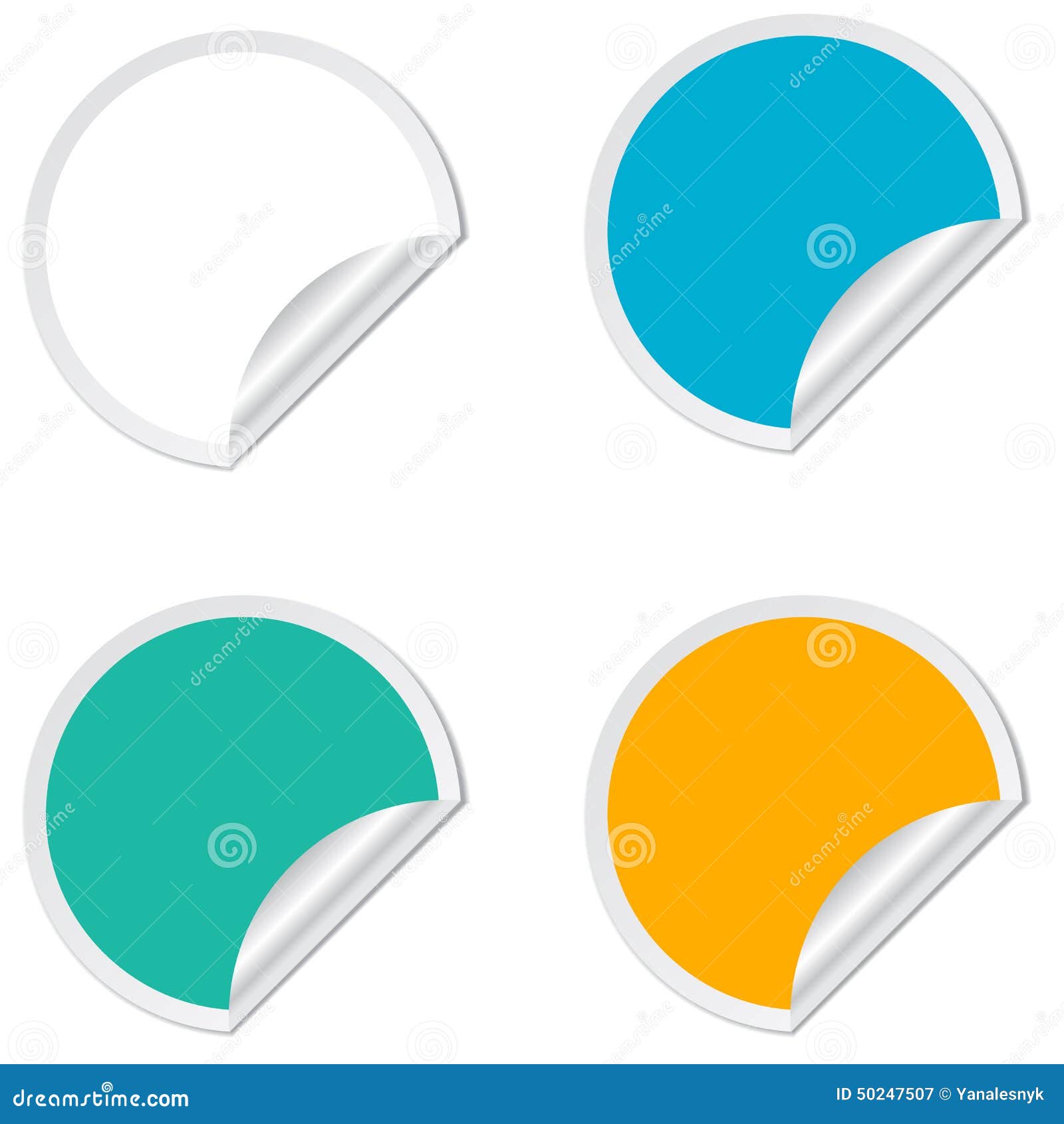 Realistic Sticky Label Set with Folded Corners Stock Vector ...